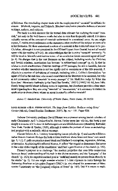 (PDF) Review of David Flusser and R. Steven Notley, The Sage from ...