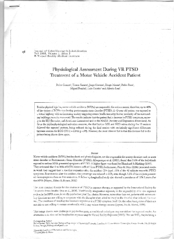 (PDF) Psychophysiological Assessment During VR PTSD. Treatment of a ...