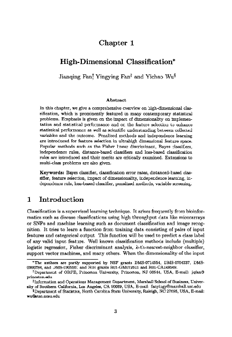 Pdf Overview Of High Dimensional Classification Techniques And Methods
