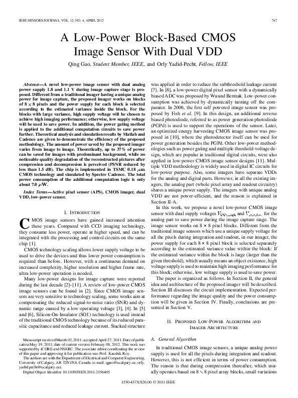 (PDF) A Low-Power Block-Based CMOS Image Sensor With Dual VDD