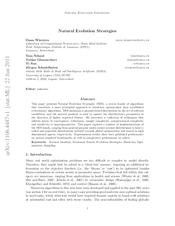 (PDF) Natural Evolution Strategies