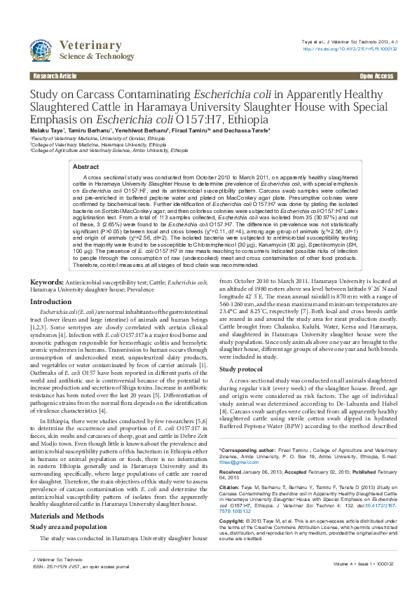 (PDF) Volume 4 @BULLET Issue 1 @BULLET 1000132 J Veterinar Sci Technolo ...