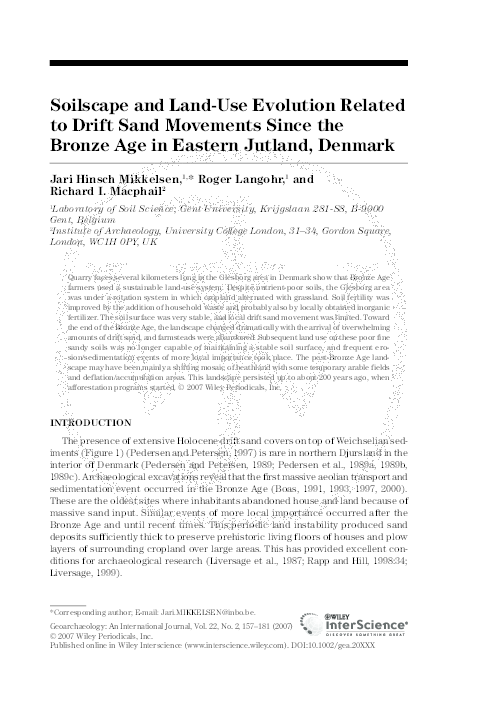 (PDF) Soilscape and land-use evolution related to drift sand movements since the bronze age in ...