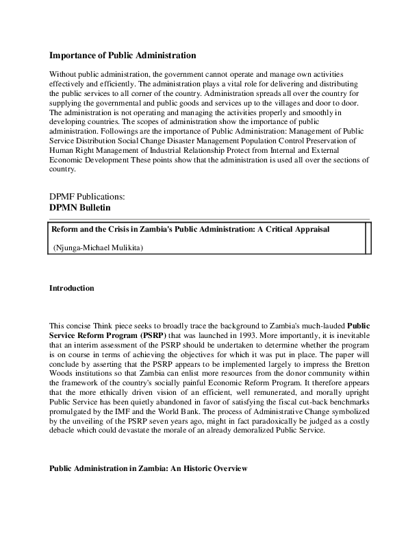 (DOC) Importance of Public Administration