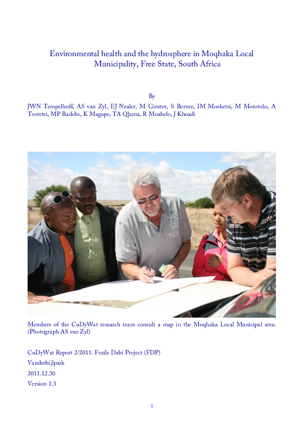 (PDF) Environmental health and the hydrosphere in Moqhaka Local ...