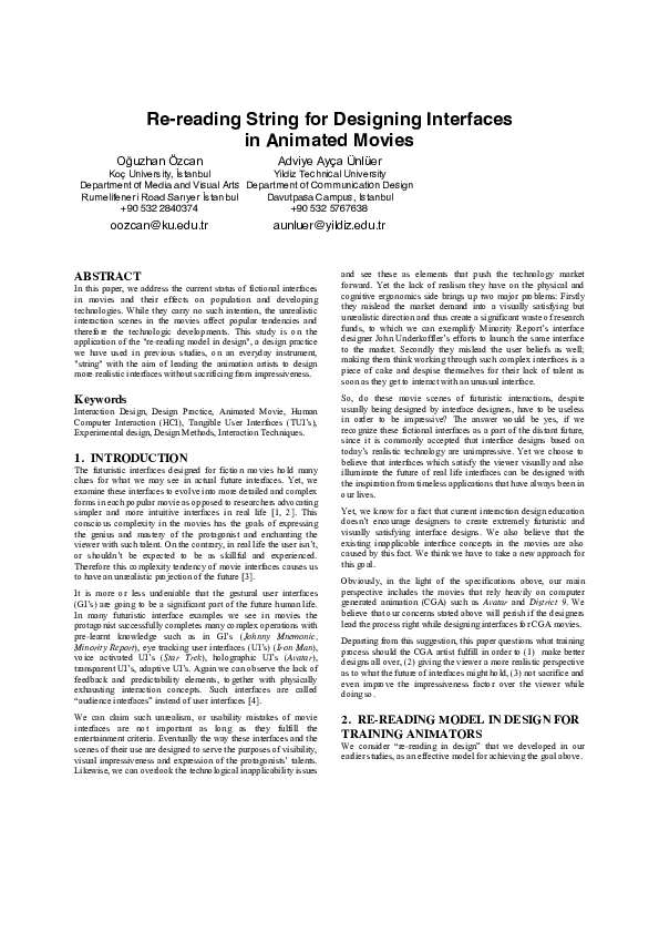 (PDF) Re-reading String for Designing Interfaces in Animated Movies