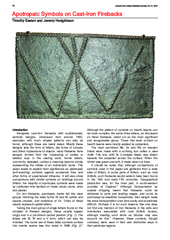 Apotropaic Symbols on Cast-Iron Firebacks