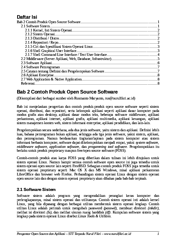 (PDF) Contoh Produk Open Source