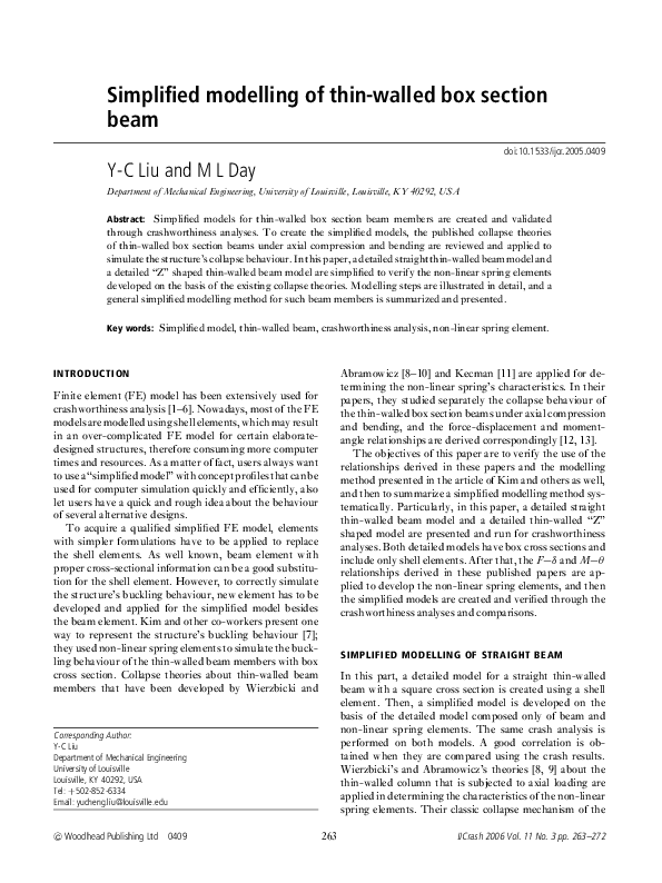 (PDF) Simplified modeling of thin-walled box section