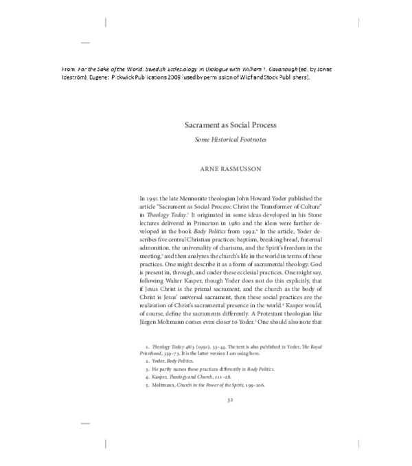 (PDF) "Sacrament as Social Process": Some Historical Footnotes