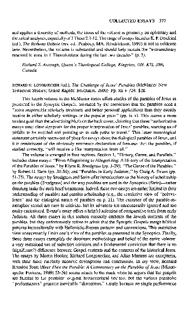 (PDF) Book Review: Richard N . Longnecker (ed.), The Challenge of Jesus ...