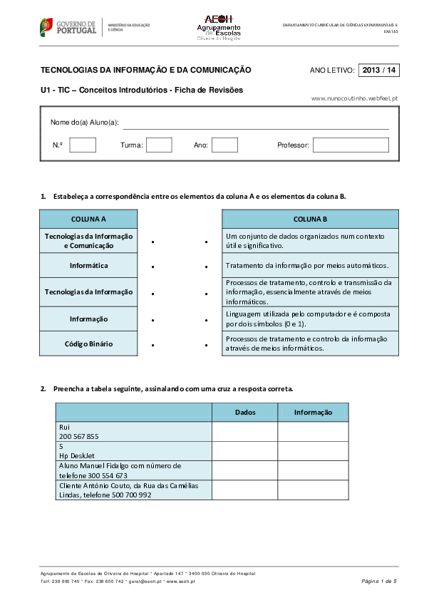 (PDF) TECNOLOGIAS DA INFORMAÇÃO E DA COMUNICAÇÃO ANO LETIVO: 2013 / 14 ...