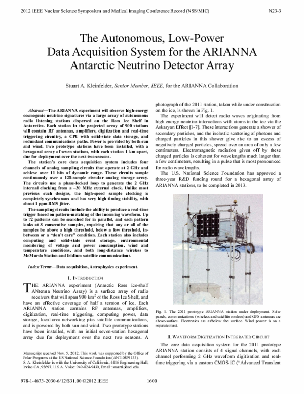 (PDF) The Autonomous, Low-Power Data Acquisition System for the ARIANNA ...