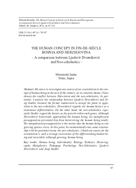 (PDF) Human Concept in Fin-de-Siècle Bosnia and Herzegovina, Prilozi 40 (Sarajevo: Institut za ...