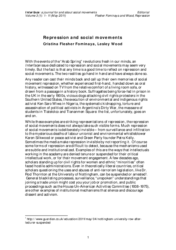 (PDF) Repression and Social Movements