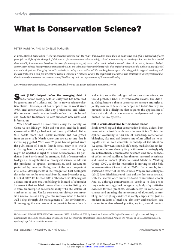 (PDF) What Is Conservation Science?