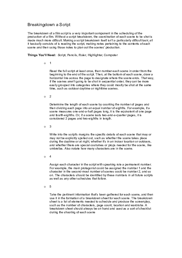 (DOC) JMC- Breakingdown a Script