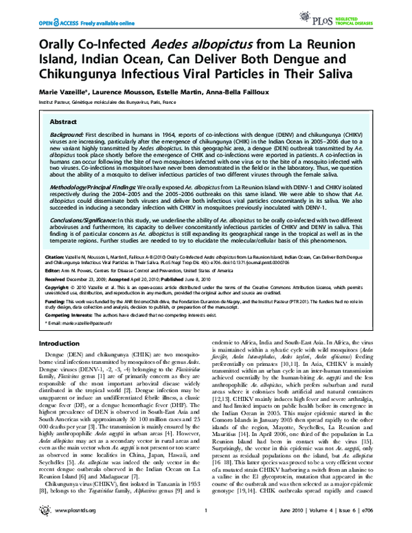 (PDF) Orally Co-Infected Aedes albopictus from La Reunion Island, Indian Ocean, Can Deliver Both ...