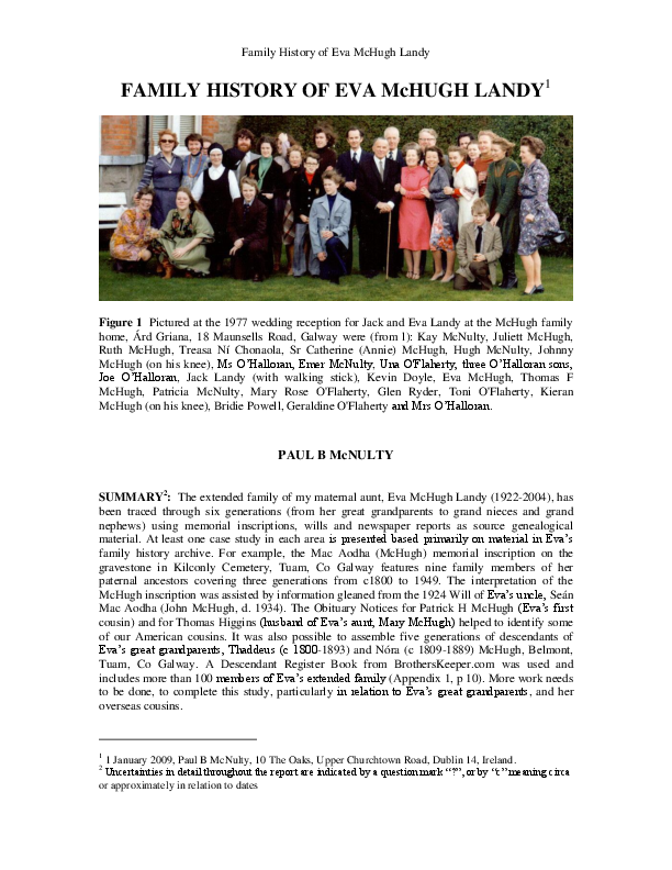 (PDF) FAMILY HISTORY OF EVA McHUGH LANDY