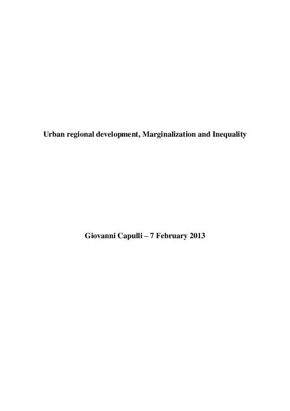 (PDF) Urban regional development, Marginalization and Inequality