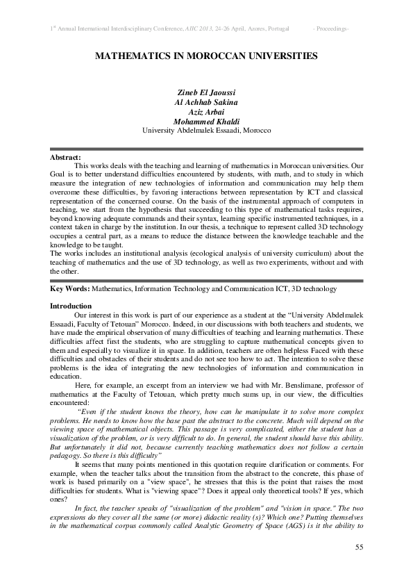 (PDF) MATHEMATICS IN MOROCCAN UNIVERSITIES