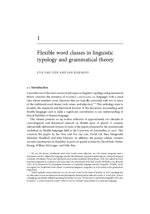 (book) Flexible Word Classes: Typological studies of underspecified ...