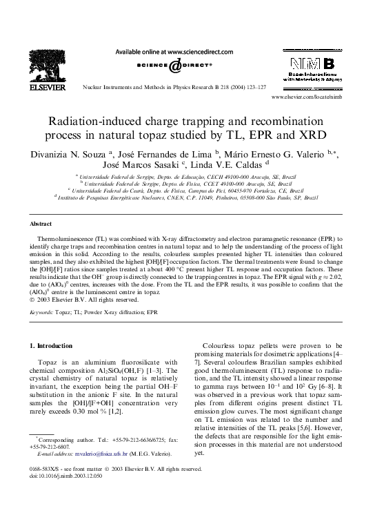 (PDF) Radiation-induced charge trapping and recombination process in ...