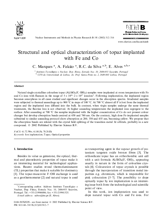 (PDF) Structural and optical characterization of topaz implanted with ...