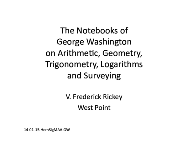 (PDF) The Notebooks of George Washington on Arithmetic, Geometry ...