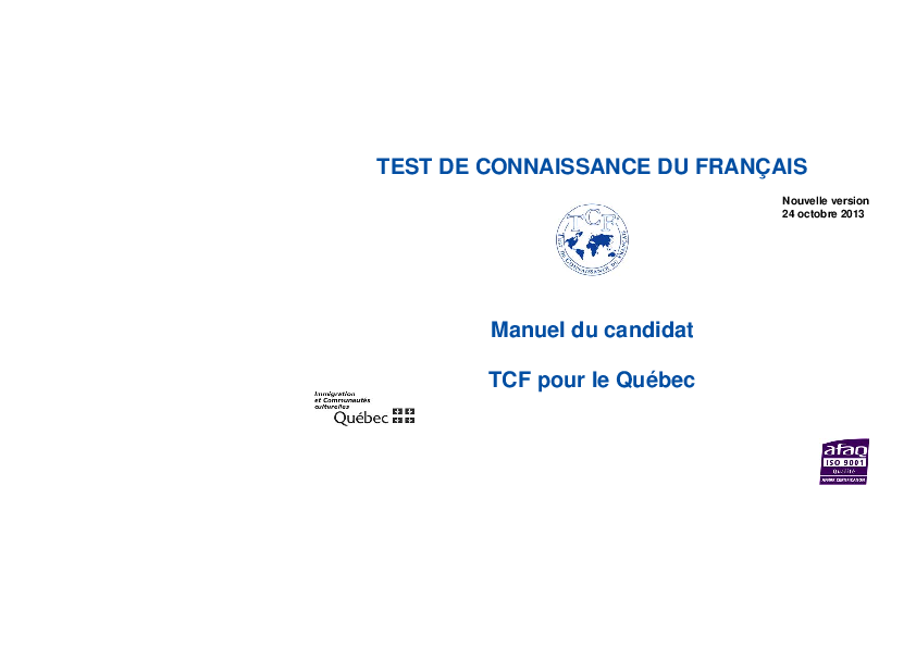 (PDF) TEST DE CONNAISSANCE DU FRANÇAIS