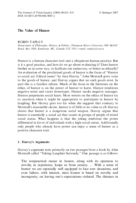 (PDF) The Value of Humor