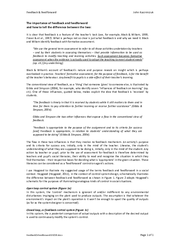 (PDF) Feedback & Feedforward