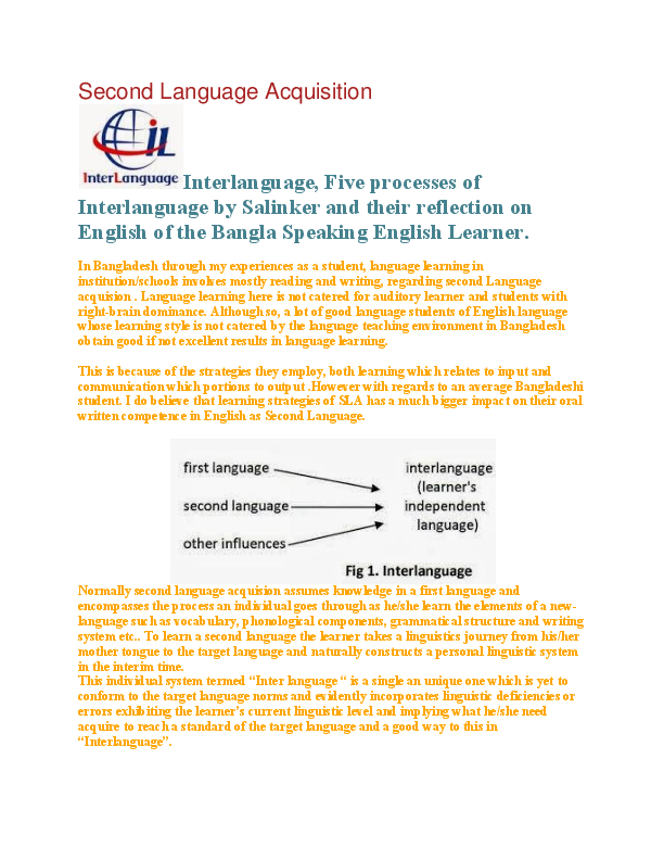 (DOC) Second Language Acquisition