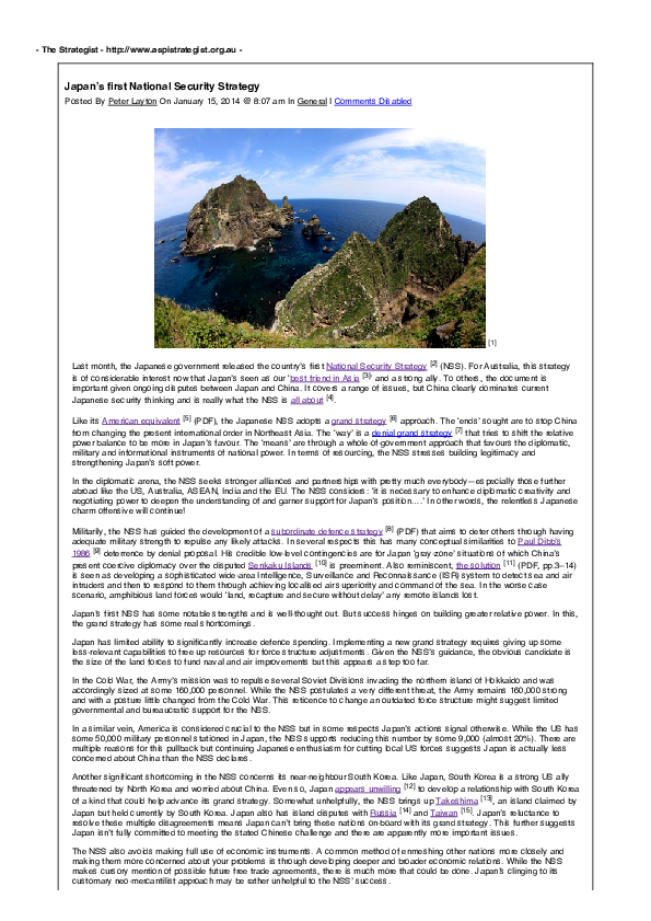(PDF) Japan’s first National Security Strategy
