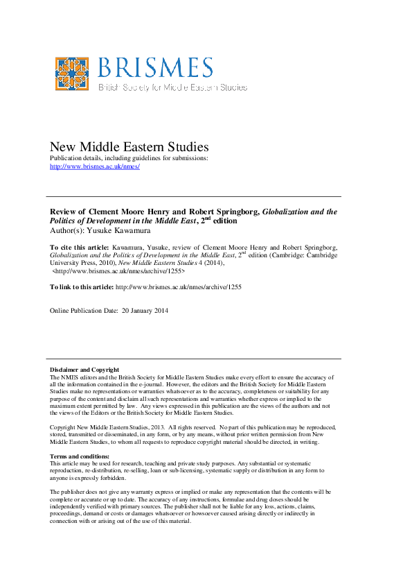 (PDF) Review of Clement Moore Henry and Robert Springborg ...