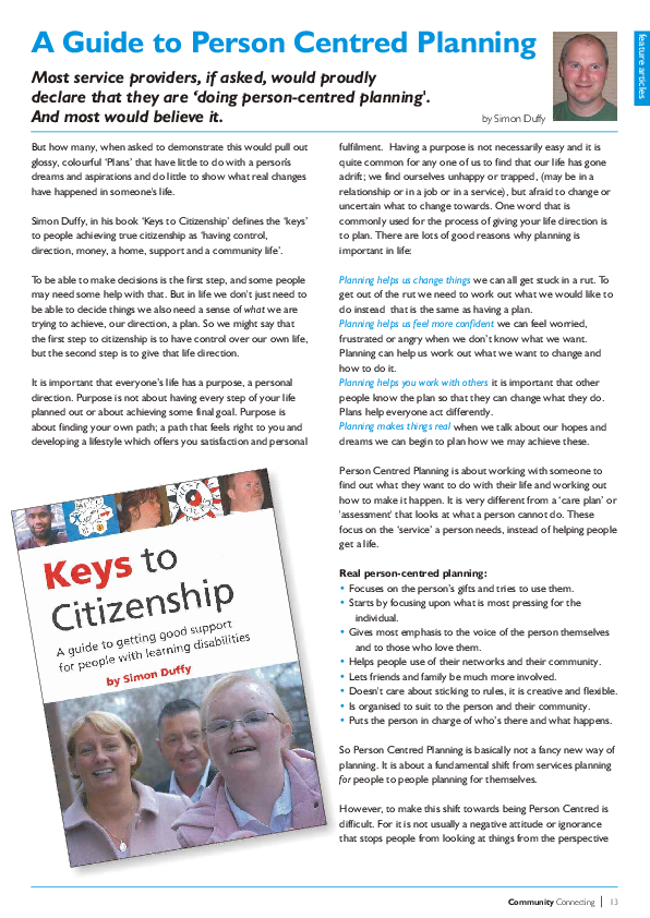 (PDF) A Guide to Person-Centred Planning