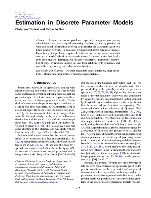 Pdf Estimation In Discrete Parameter Models