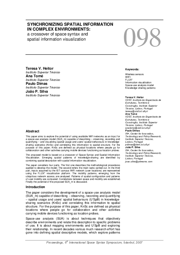 Pdf Synchronizing Spatial Information In Complex Environments A Crossover Of Space Syntax And