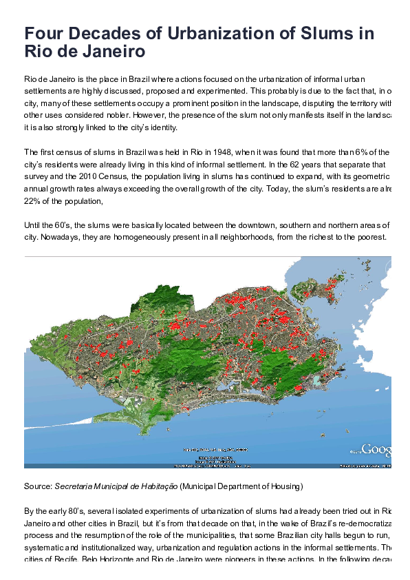 (PDF) Four Decades of Urbanization of Slums in Rio de Janeiro.