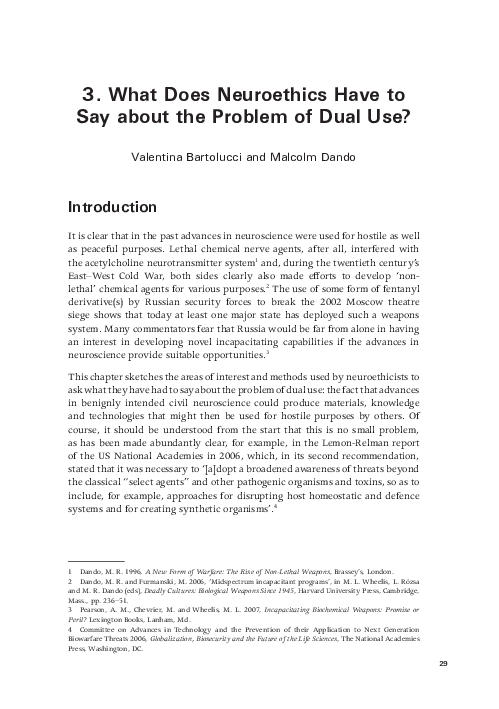 (PDF) What Does Neuroethics Have to Say about the Problem of Dual Use ...