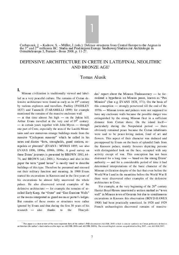 (PDF) Defensive Architecture in Crete in Late/Final Neolithic and Bronze Age