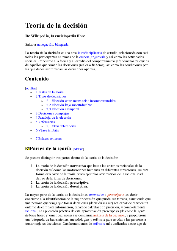 (DOC) Teoría de la decisión