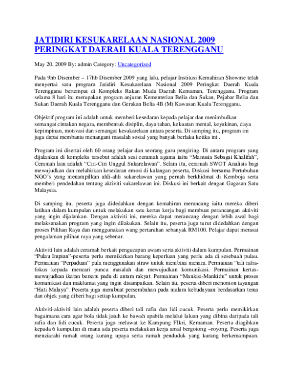 (DOC) JATIDIRI KESUKARELAAN NASIONAL 2009