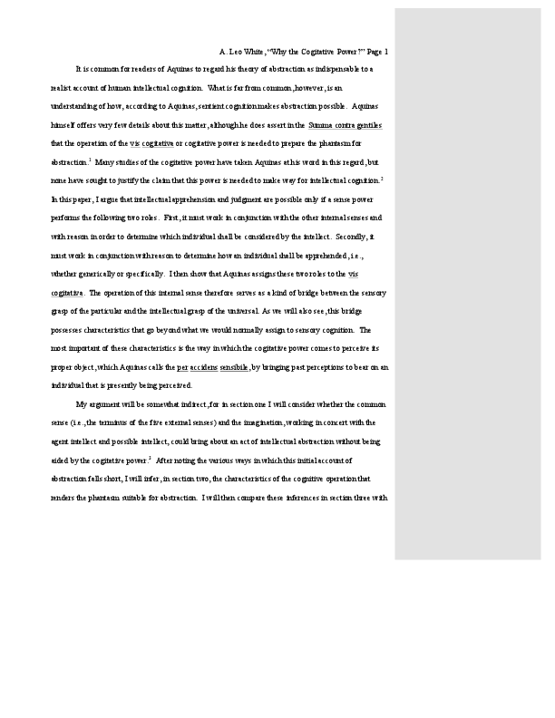 (PDF) Why the Cogitative Power? | Leo White - Academia.edu