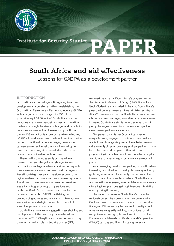 (PDF) South Africa and Aid Effectiveness: Lessons for SADPA as a ...