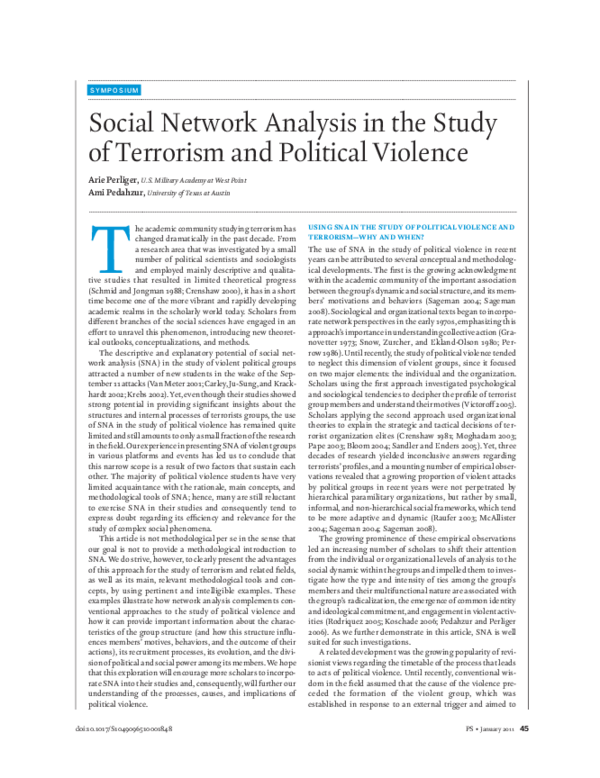 (PDF) Social Network Analysis in the Study of Terrorism and Political ...