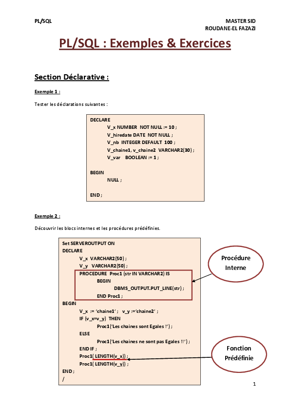 (DOC) PLSQL Exemples-Exercices