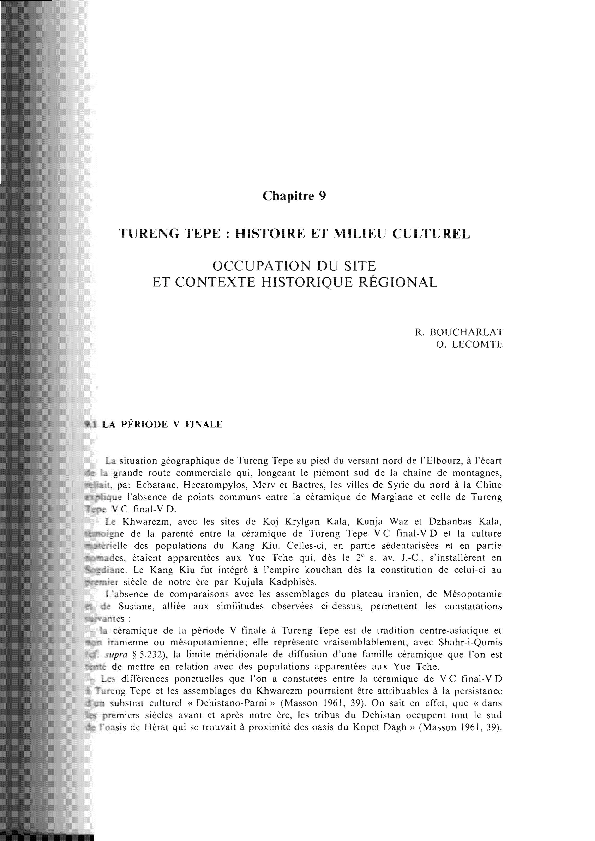 (PDF) Fouilles de Tureng Tepe 1. Chapitre 9. Histoire et milieu ...