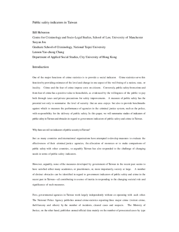 (PDF) Public safety indicators in Taiwan