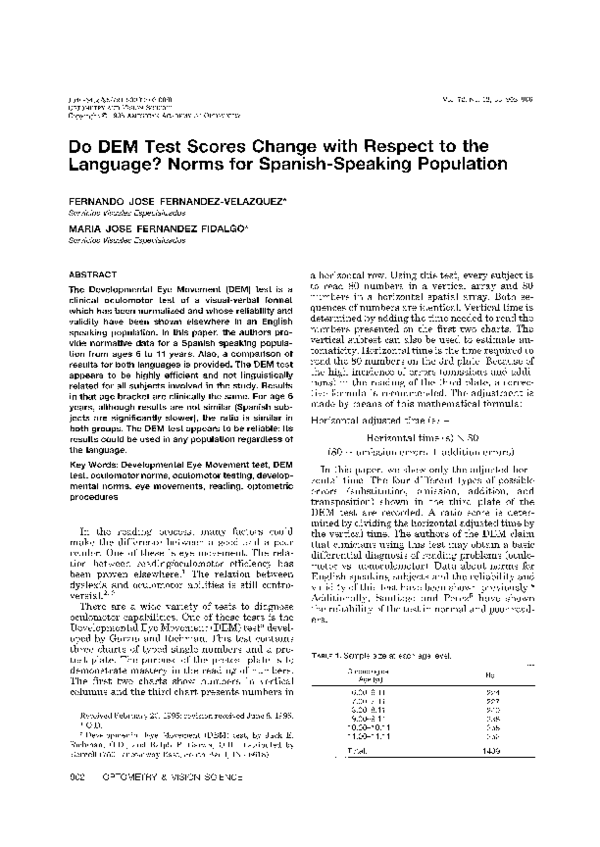 (PDF) Do DEM Test Scores Change with Respect to the Language? Norms for ...